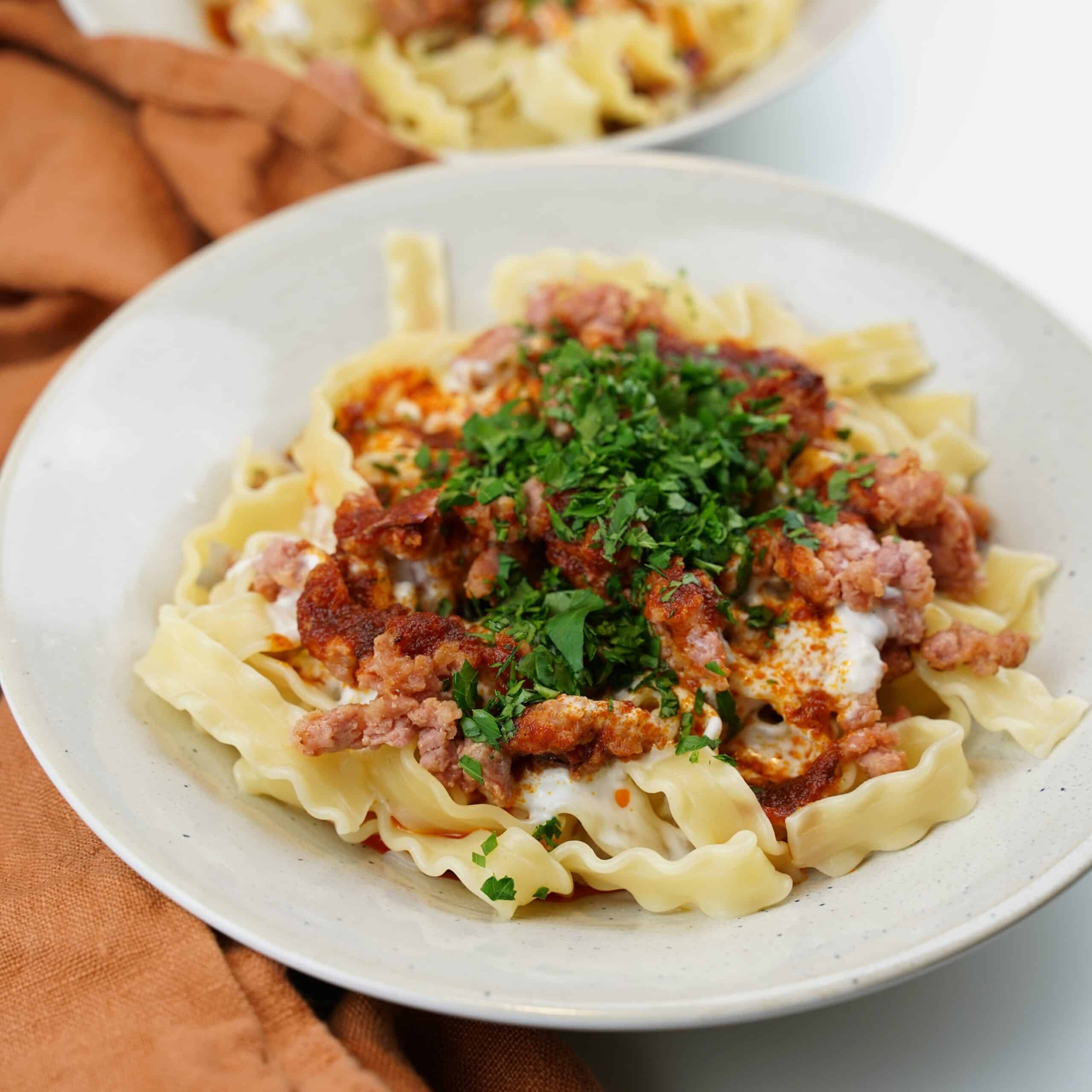 Snabb variant av turkisk manti - med pasta - Matinspo.se